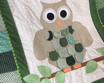 Cute Owl Quilt Baby Girl Modern Quilted Blanket Owls on