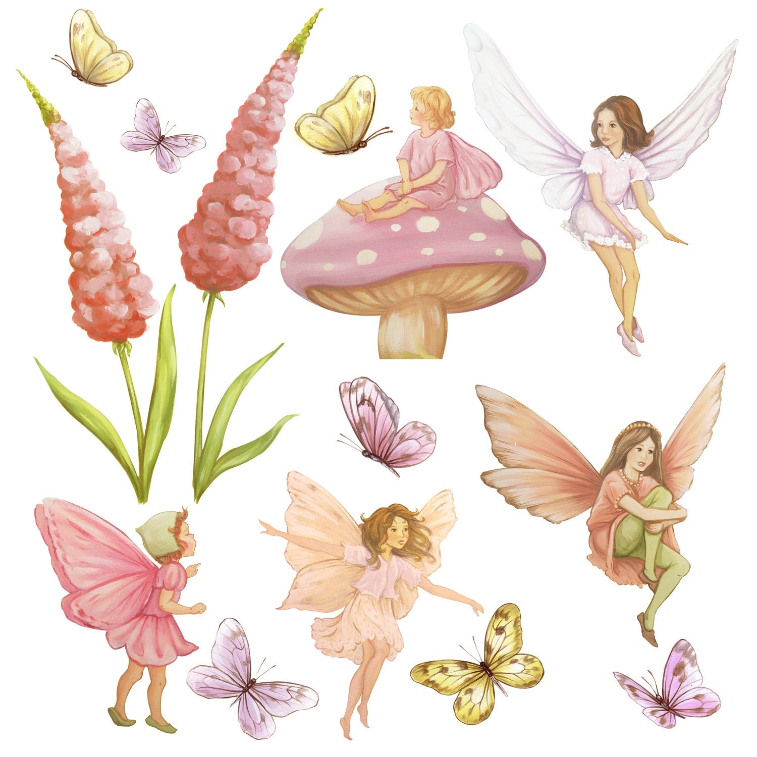 set of fairy decals Fairy decal fairies fairy wall