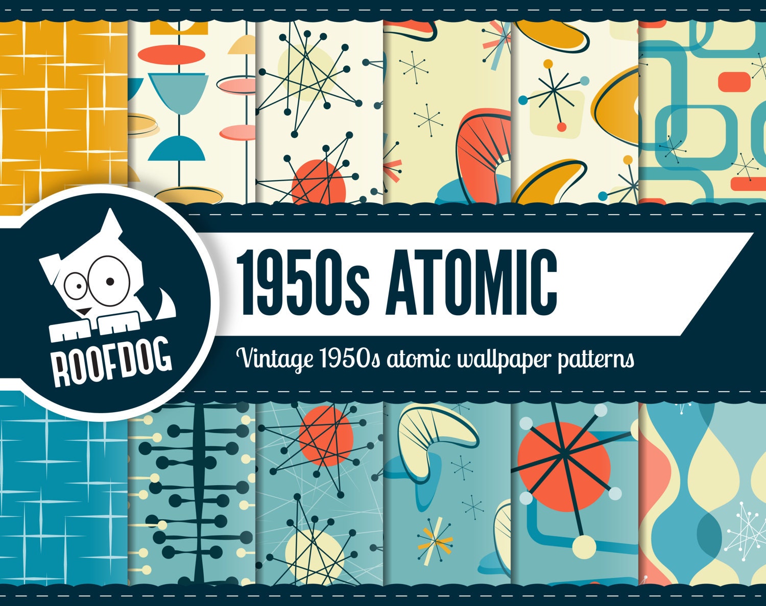 Atomic digital paper 1950s Atomic pattern digital paper