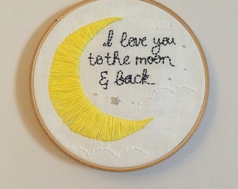 Moon embroidery | Etsy