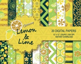 Lemon Digital Paper: LEMON LIME Lemon lime yellow
