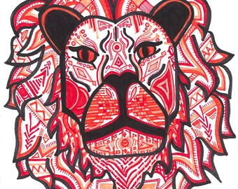 Zentangle lion | Etsy