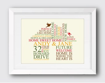 Printable File New Home Housewarming gift. Personalised Word