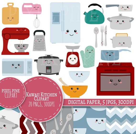 Kawaii Kitchen Clipart Set 20 PNGs 5 Kawaii Kitchen Digital