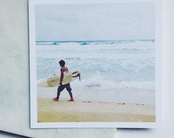 Nose Rider surf linocut longboard surfer print