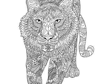 Zentangle Animals Coloring Pages Tiger