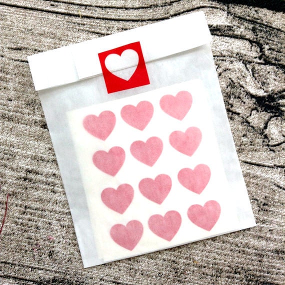 48 Red heart stickers Red heart mini decals Red by Chillipaper