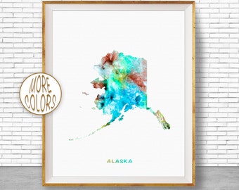 Alaska Map Art Print Alaska State State Outline Anchorage