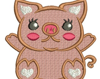 Pig embroidery | Etsy