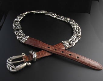 Leather link belt | Etsy