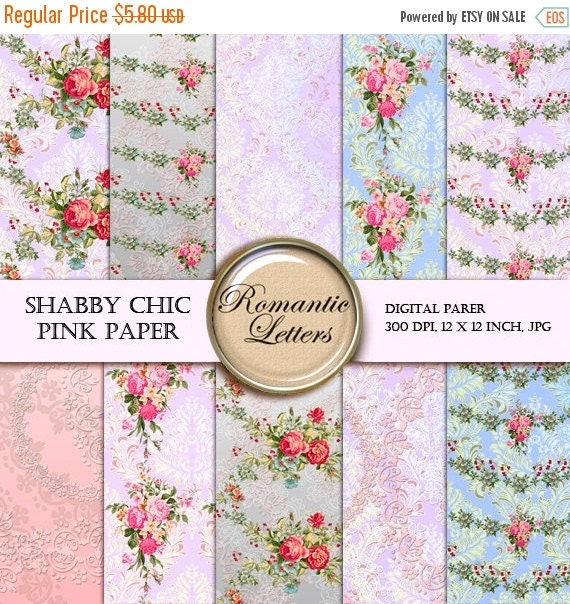 SALE-50% Floral Digital Scrapbook Paper Pack by RomanticLetters