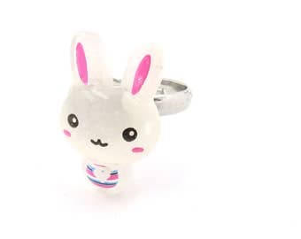 Bunny Engagement Ring White Gold Rabbit Engagement Ring 14k