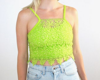 Neon green crop top | Etsy