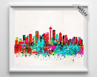 Seattle poster | Etsy