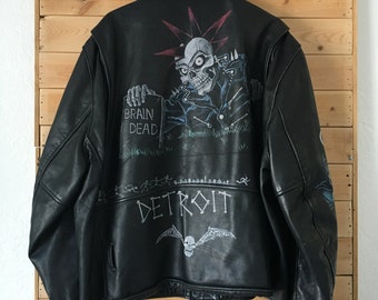 Punk leather jacket | Etsy