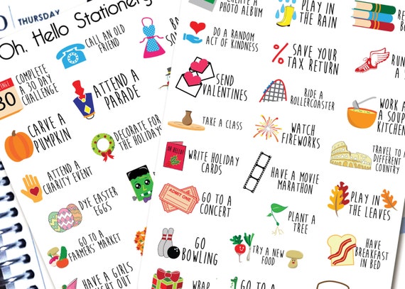 Yearly Bucket List Planner Stickers for Erin Condren Life