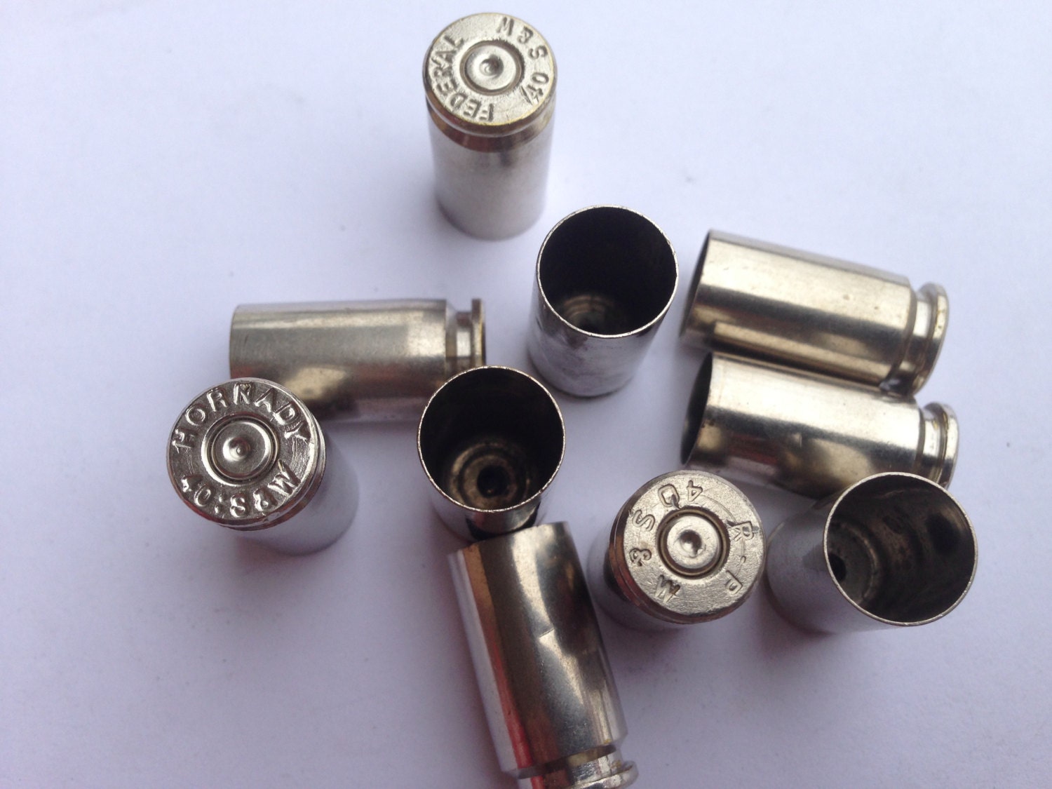 Nickel Once Fired Bullet Brass 9mm or 40 Caliber Once Fired