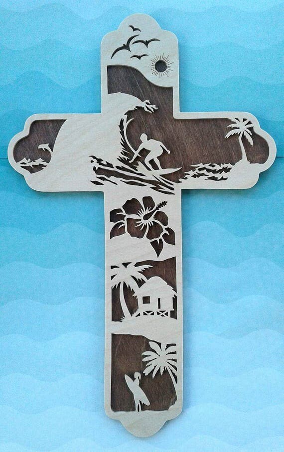 Surfer Cross Gift for Surfers Surf Faith Ocean Cross