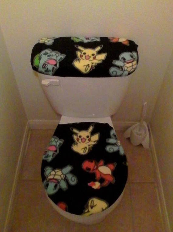 POKEMON Fleece Fabric Toilet Seat Cover Set Bathroom