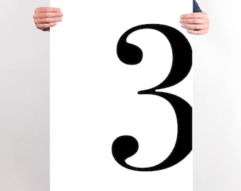 Number 3 print | Etsy
