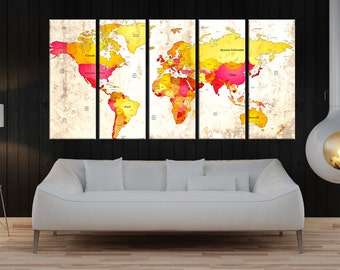 World map wall decor | Etsy