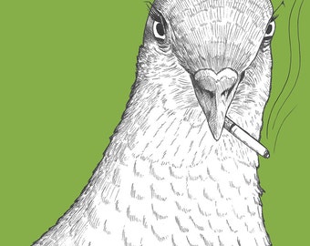 Pigeon art | Etsy