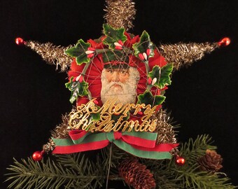 Tinsel tree topper | Etsy