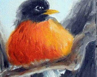 Red Robin print Robin painting bird giclee print watercolor