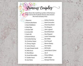 Famous couples game | Etsy