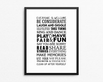 Unique playroom rules related items | Etsy