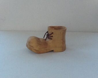 Carved wood boot | Etsy