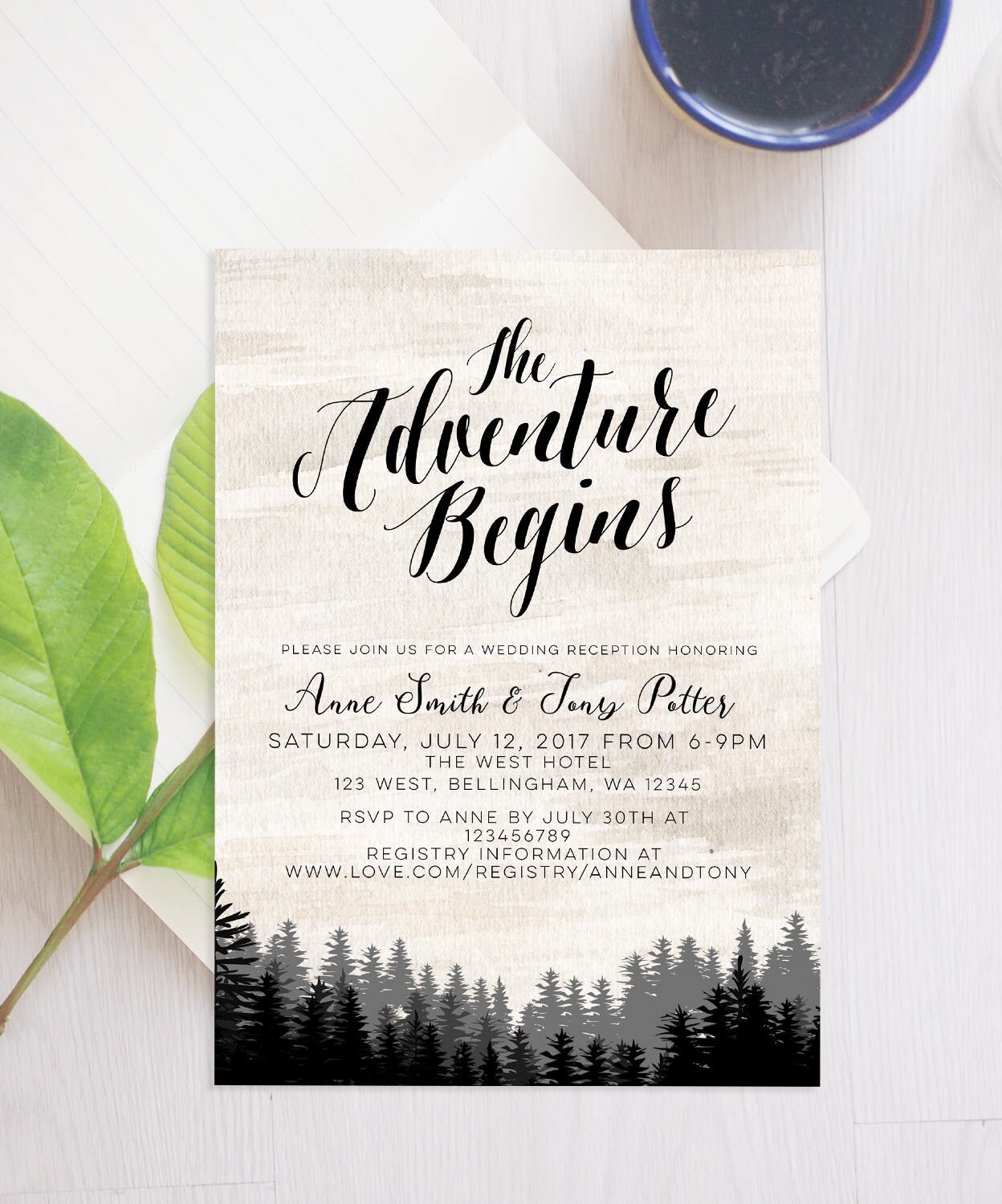 The Adventure Begins Wedding Invitation Wanderlust Wedding