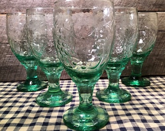 Green water goblets | Etsy