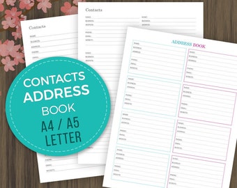 Personal Contact Page Printable INSTANT DOWNLOAD Wonderful