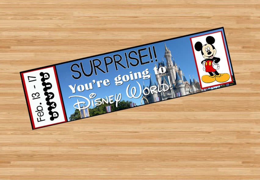 Surprise Trip To Disney World Ticket Template Printable Disney Trip One Print Yourself Ticket