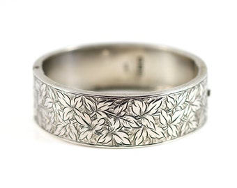 Silver hinged bangle | Etsy