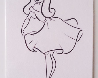 Pinup girl drawing | Etsy
