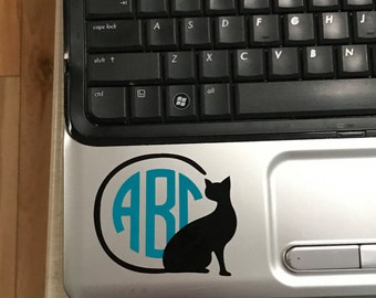 Cat monogram decal | Etsy