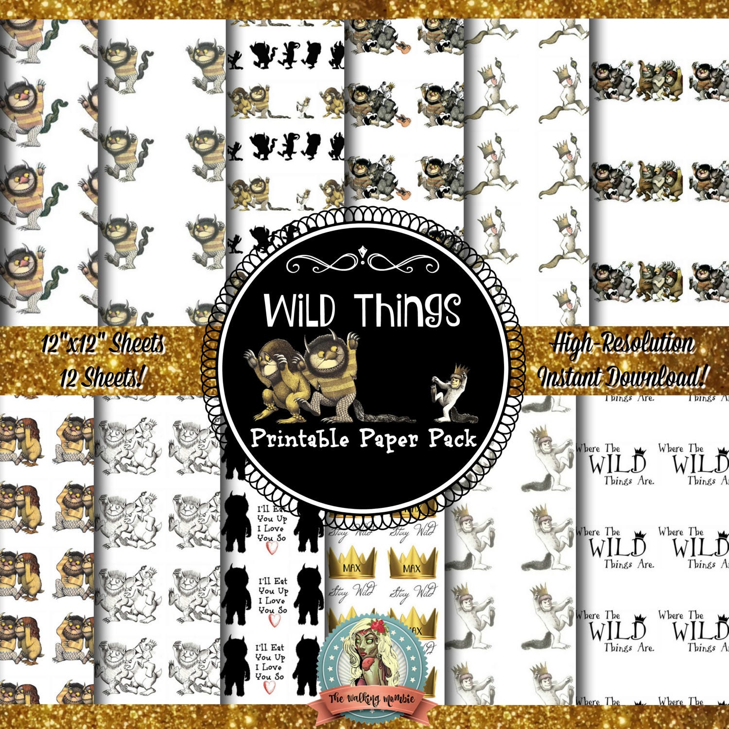 Where the Wild Things Are Digital Scrapbook Paper Where the
