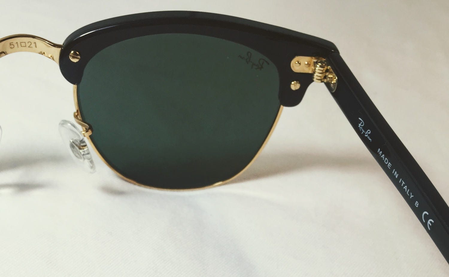 Vintage Ray Ban Clubmasters Shiney Black Gold G-15 RB3016
