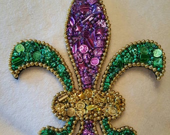 Mardi gras bead art | Etsy