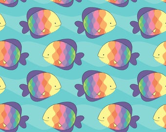 Fish cotton fabric | Etsy