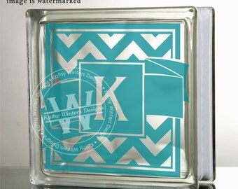 Vinyl Lettering Glass Block Decal Patriotic Heart