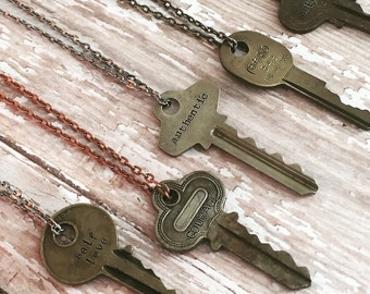 Vintage key necklace | Etsy