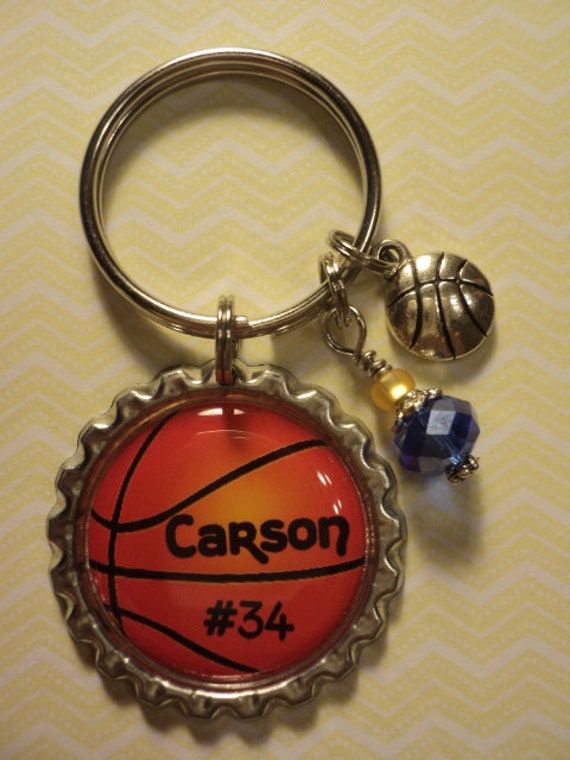 Personalized basketball key chain with charms by chaleybrooke