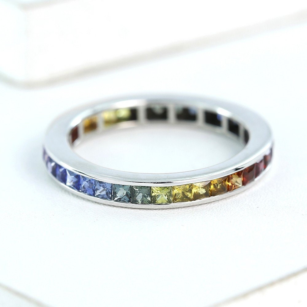 Lgbt Pride Eternity Ring Wedding Band Sterling Silver Unisex