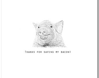 Pig thank you card | Etsy