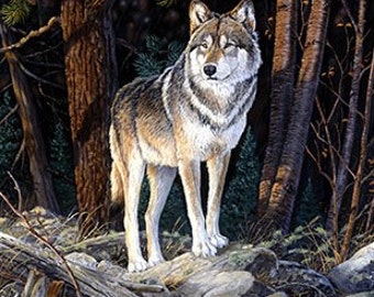 Wolf fabric panel | Etsy