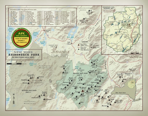 NYS Adirondack 46er Personalized Member Map