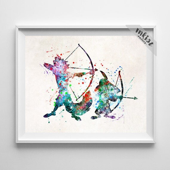 Robin Hood Art Robin Hood Print Robin Hood Decor Watercolor
